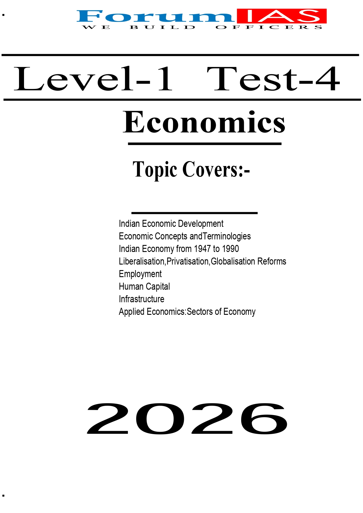 FORUM IAS PRELIMS ENGLISH MEDIUM TEST - RJ Book Shop