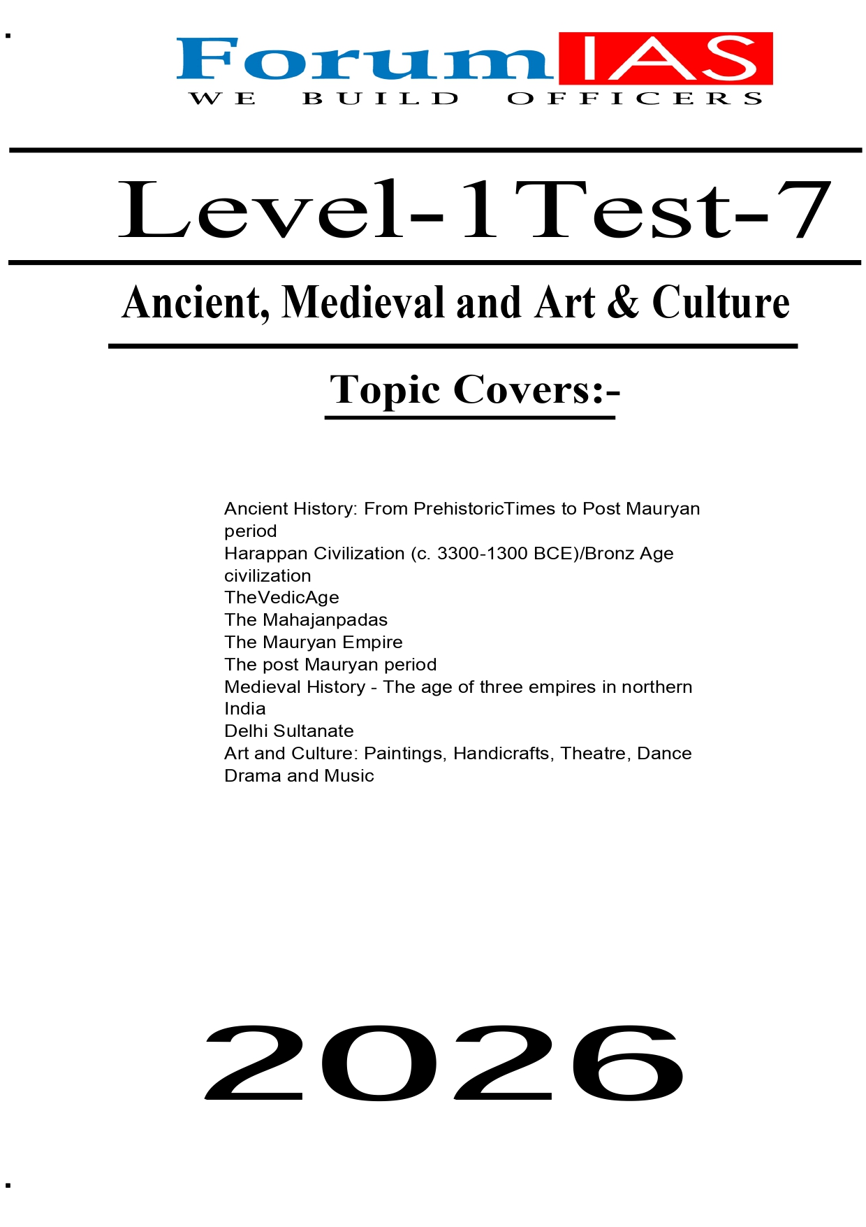 FORUM IAS PRELIMS ENGLISH MEDIUM TEST - RJ Book Shop