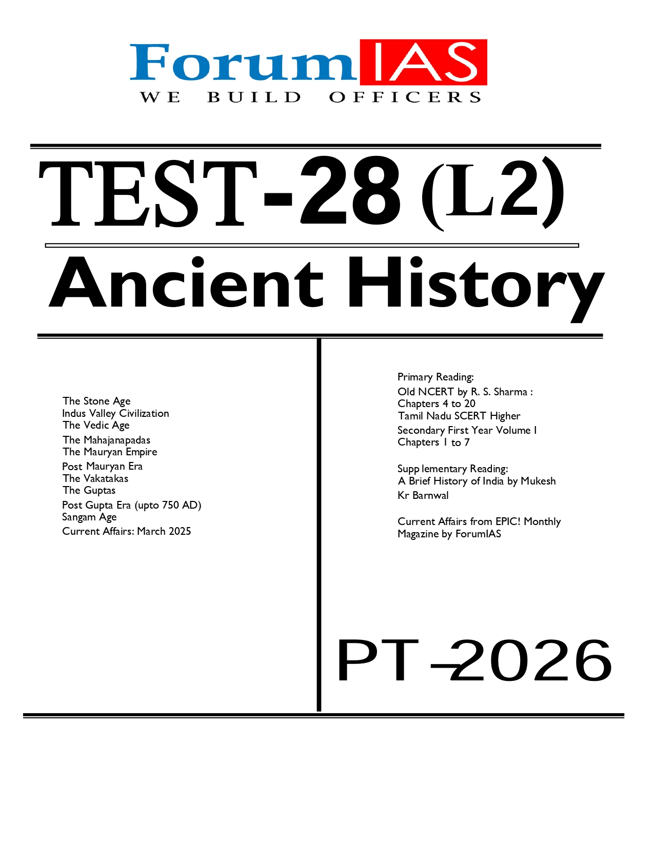 FORUM IAS PRELIMS ENGLISH MEDIUM TEST - RJ Book Shop