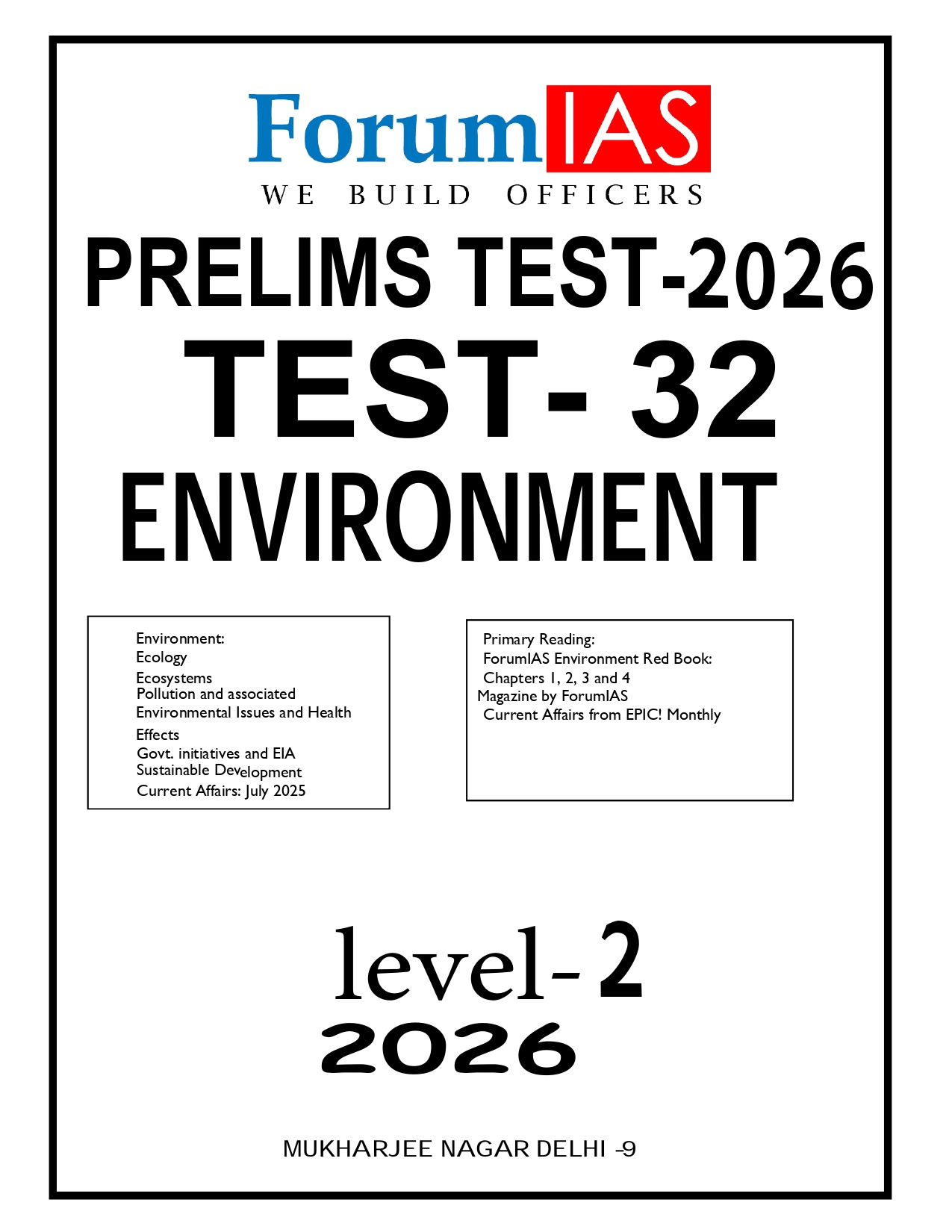 FORUM IAS PRELIMS ENGLISH MEDIUM TEST - RJ Book Shop